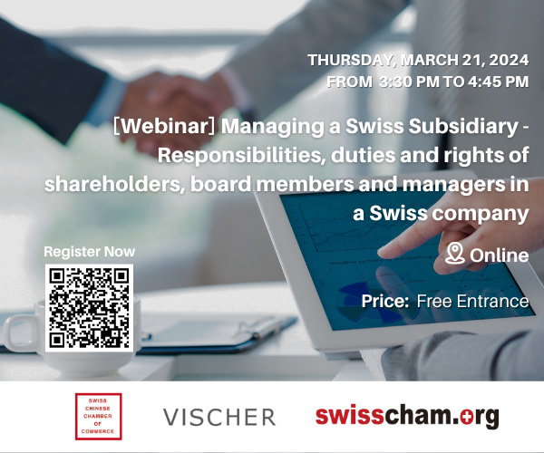 [Webinar] Managing a Swiss Subsidiary - Responsibilities, duties and rights of shareholders ...